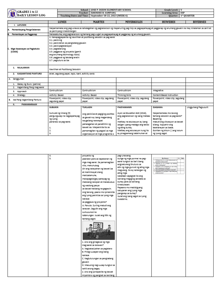 DLL - Esp 5 - Q1 - W4 | PDF