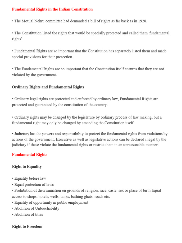 Fundamental Rights in The Indian Constitution | PDF | Freedom Of ...