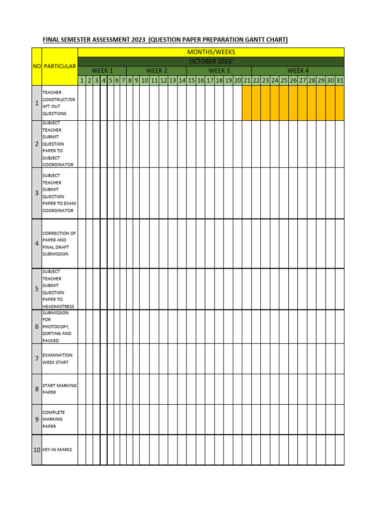 Gantt Chart Final Semester Assessment (Nov) 2023 | PDF | Educational ...