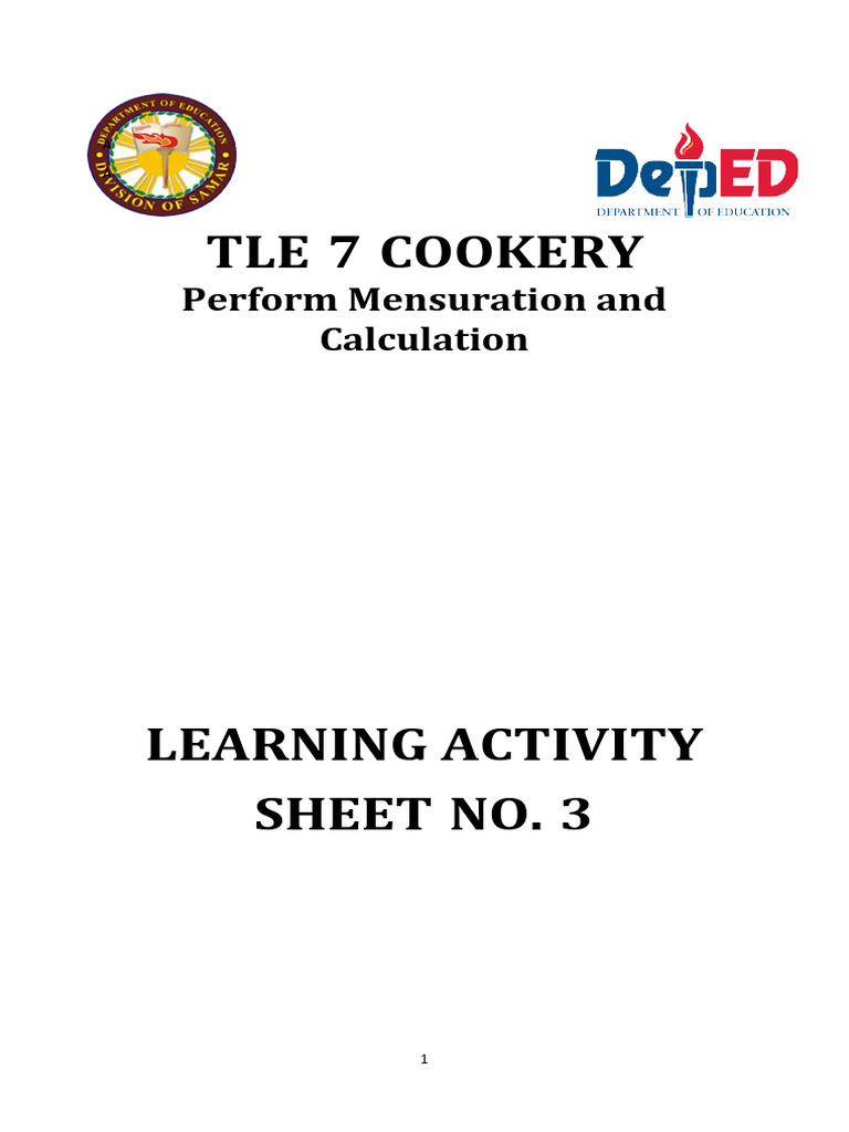 Cookery Module-3 | PDF | Teaspoon | Gallon