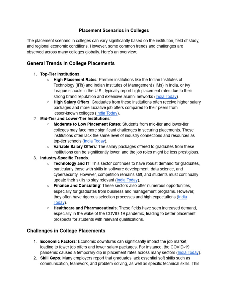 College Placement Trends and Challenges | PDF | Internship | Job Hunting