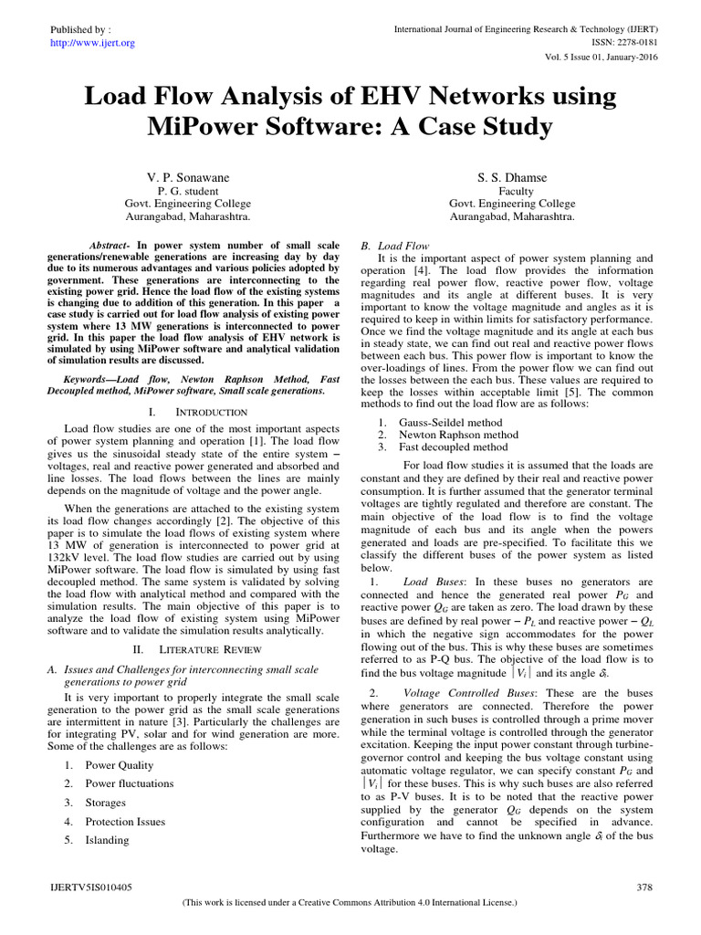 Load Flow Analysis of Ehv Networks Using Mipower Software A Case Study IJERTV5IS010405 | PDF ...