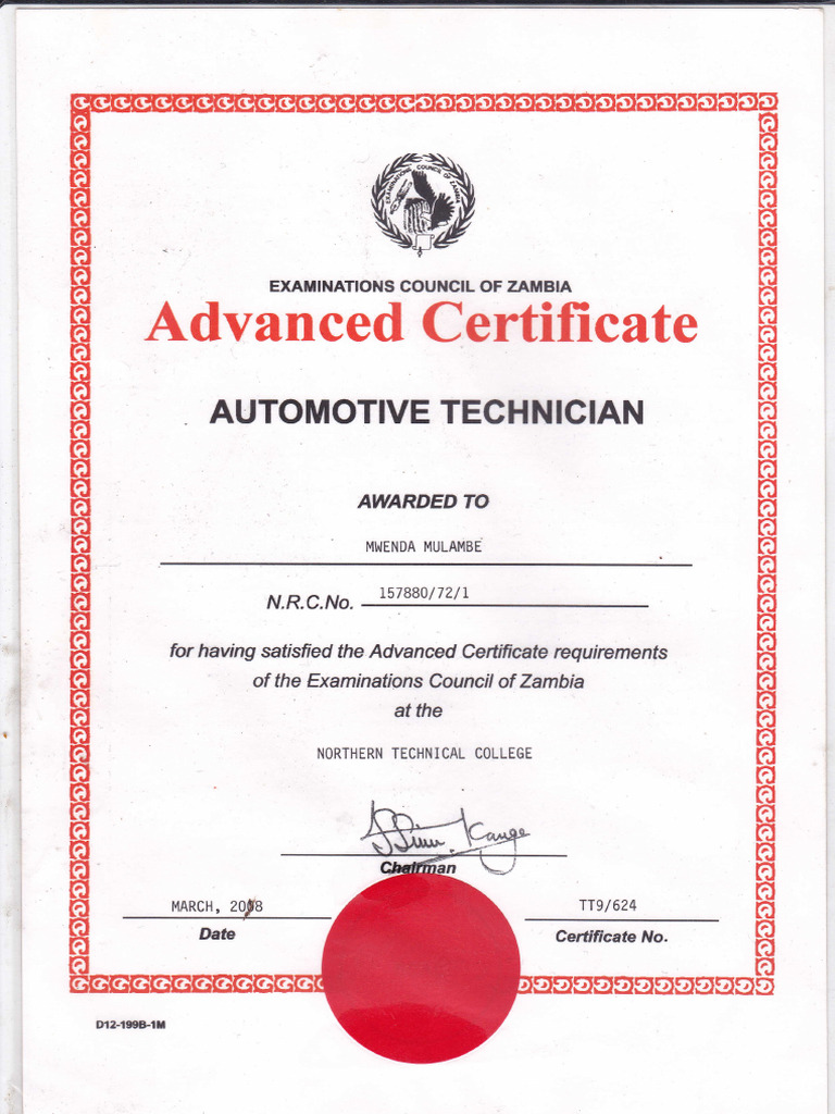 Advanced Automotive Technician Certificate | PDF