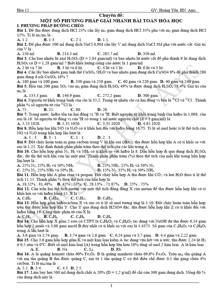 Chuyen de Cac PP Giai Nhanh 12NC | PDF