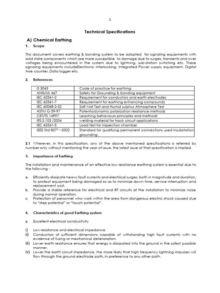 Earthing-Technical Specifications | PDF | Corrosion | Soil