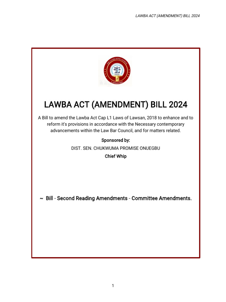 Lawba Act (Amendment) Bill 2024 | PDF | United States Senate | Bill (Law)