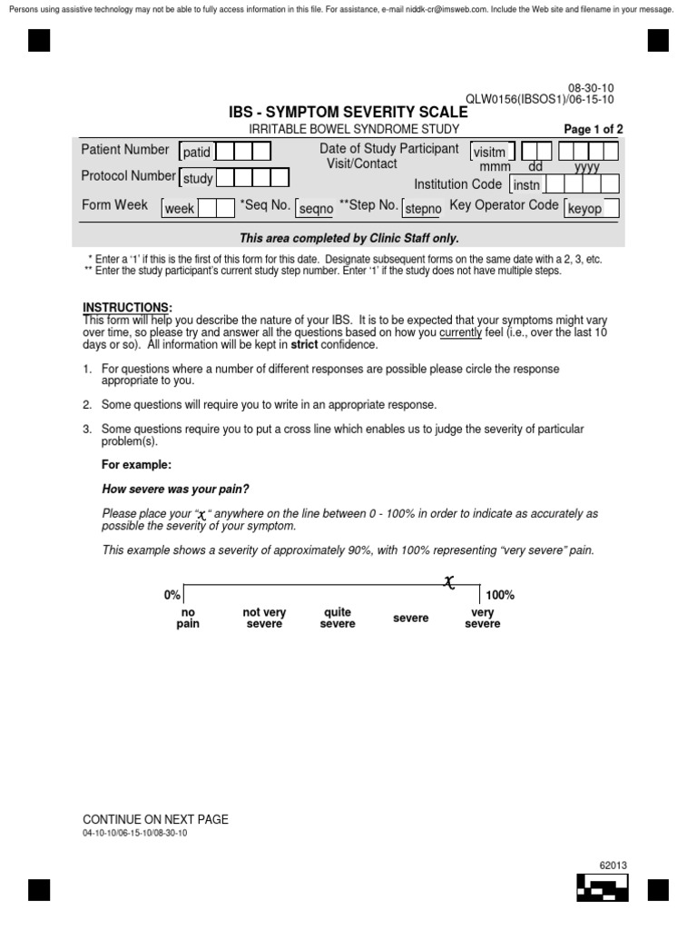 IBSOS IBS - Symptom.Severity - Scale IBSSSS Form | PDF | Irritable ...