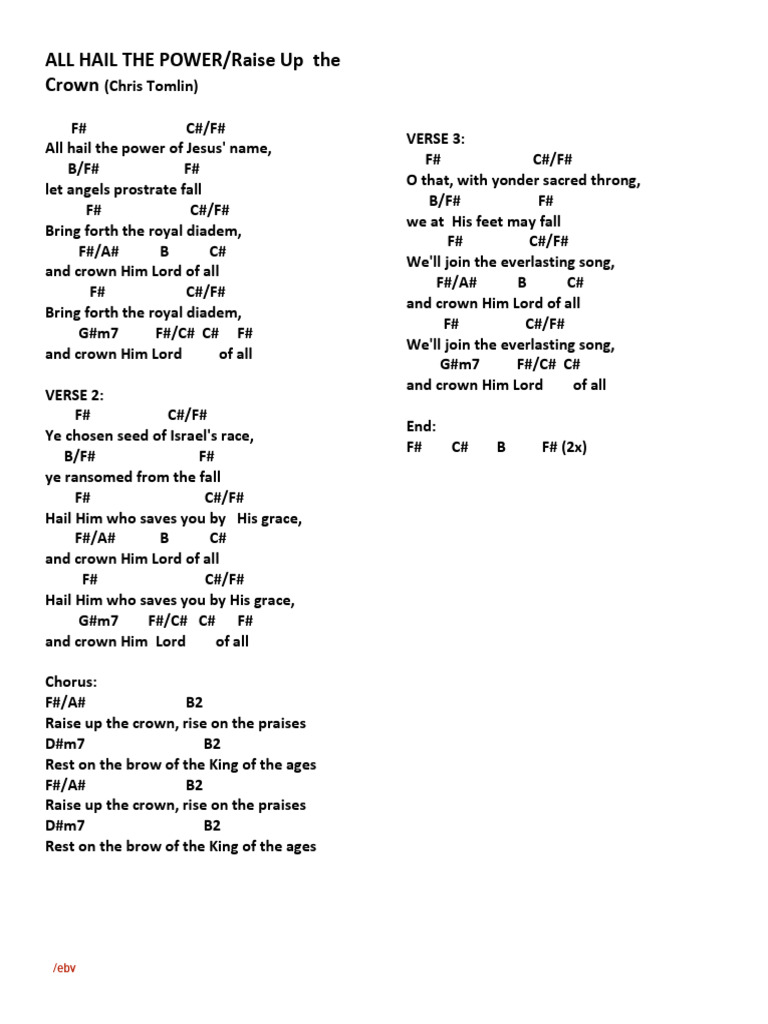All Hail the Power Lyrics & Chords | PDF