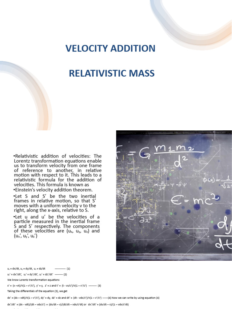 Relativistic Mechanics DR R K Jain | PDF | Special Relativity | Velocity