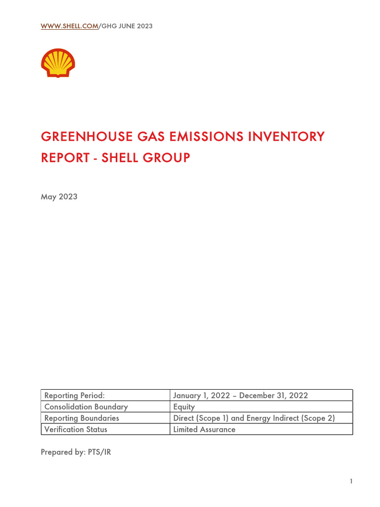 Shell GHG Inventory Report ISO14064-1 | PDF | Natural Gas | Greenhouse Gas