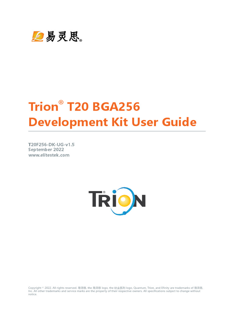 Trion T20F256 Development Kit User Guide v1.5 | PDF | Device Driver | Field Programmable Gate Array