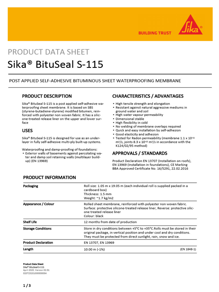 sika_bituseal_s-115 | Download Free PDF | Waste Management | Safety