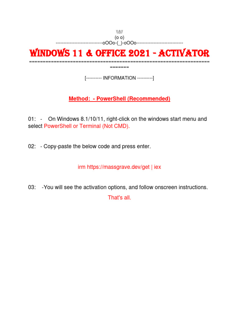 Activate Office 2021 via PowerShell | PDF