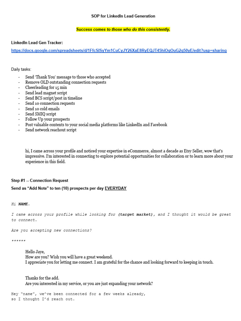 SOP For LinkedIn Lead Gen | PDF | Cost Of Living | Linked In