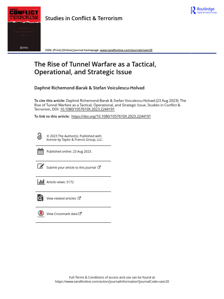 The Rise of Tunnel Warfare As A Tactical Operational and Strategic ...