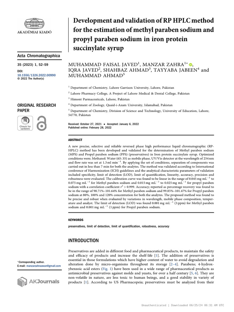 HPLC For Methyl - Propyl Paraben | PDF | High Performance Liquid ...