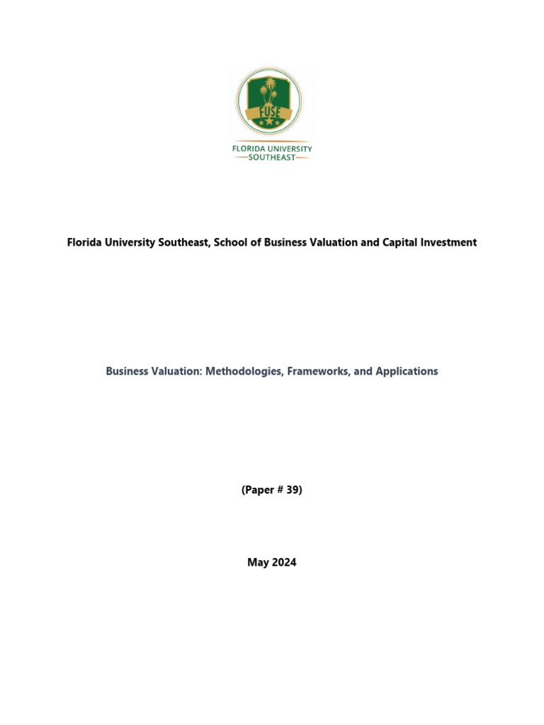 Business Valuation - Methodologies, Frameworks, and Applications | PDF ...