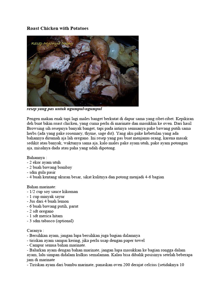 Resep Ayam Roasting | PDF