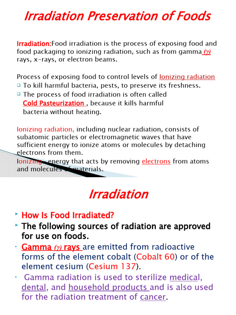 Lecture 2 Food Preservation | PDF | Ionizing Radiation | Radiation