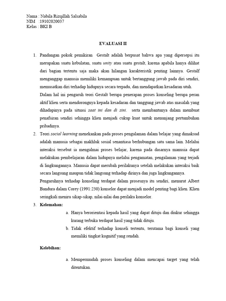 Nabila Rizqillah Salsabila Eval 2 | PDF | Karier & Perkembangan | Pengembangan Diri