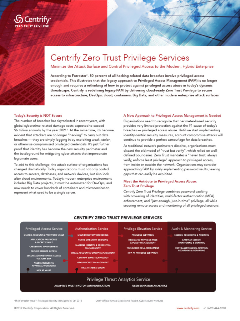 Centrify Zero Trust Privilege Services | PDF | Security | Computer Security