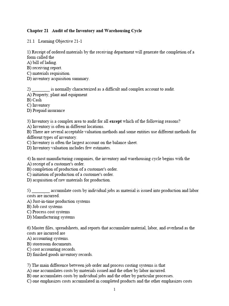 Chapter 21 Questions Pdf Audit Inventory