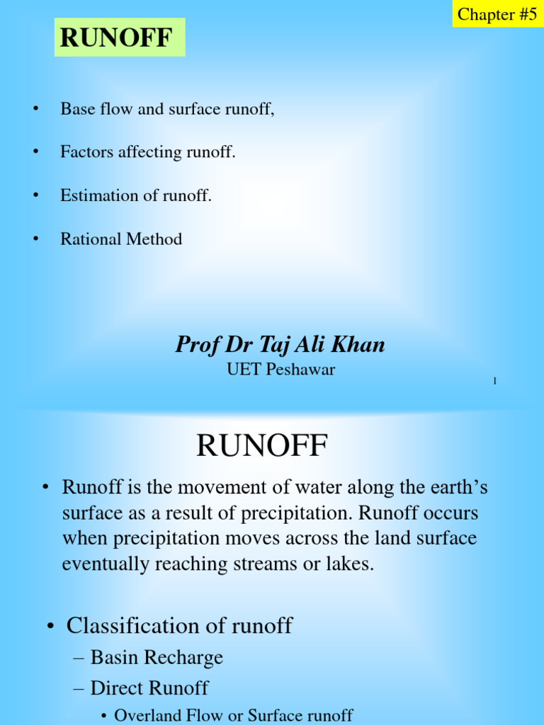 6-CE-414-Runoff & Hydrographs-1 | PDF | Surface Runoff | Drainage Basin