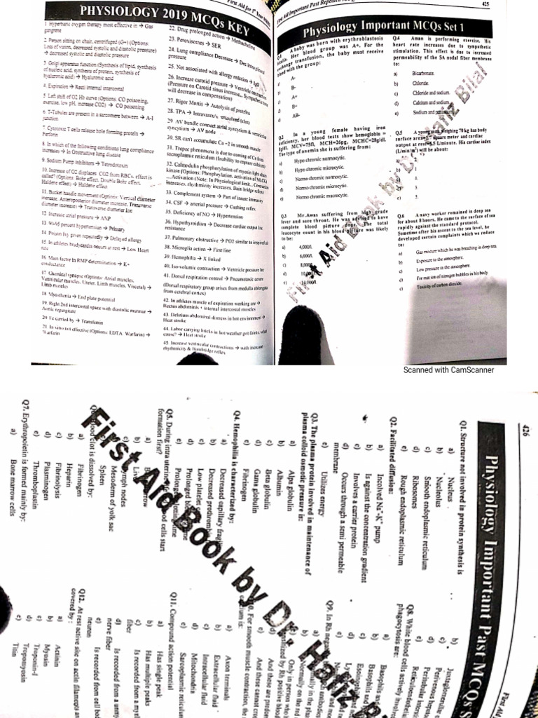 hafiz bilal physio mcqs past paper | PDF
