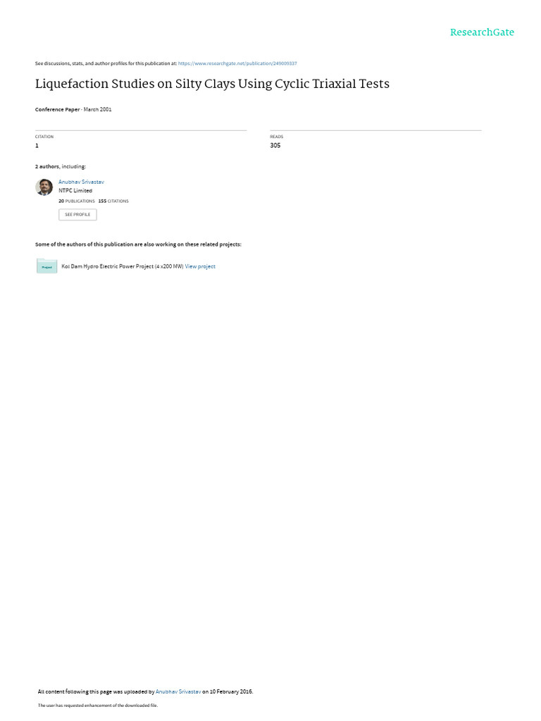 Liquefaction Studies On Silty Clays | PDF | Soil | Applied And Interdisciplinary Physics