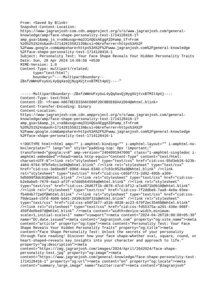 Personality Test - Your Face Shape Reveals Your Hidden Personality ...