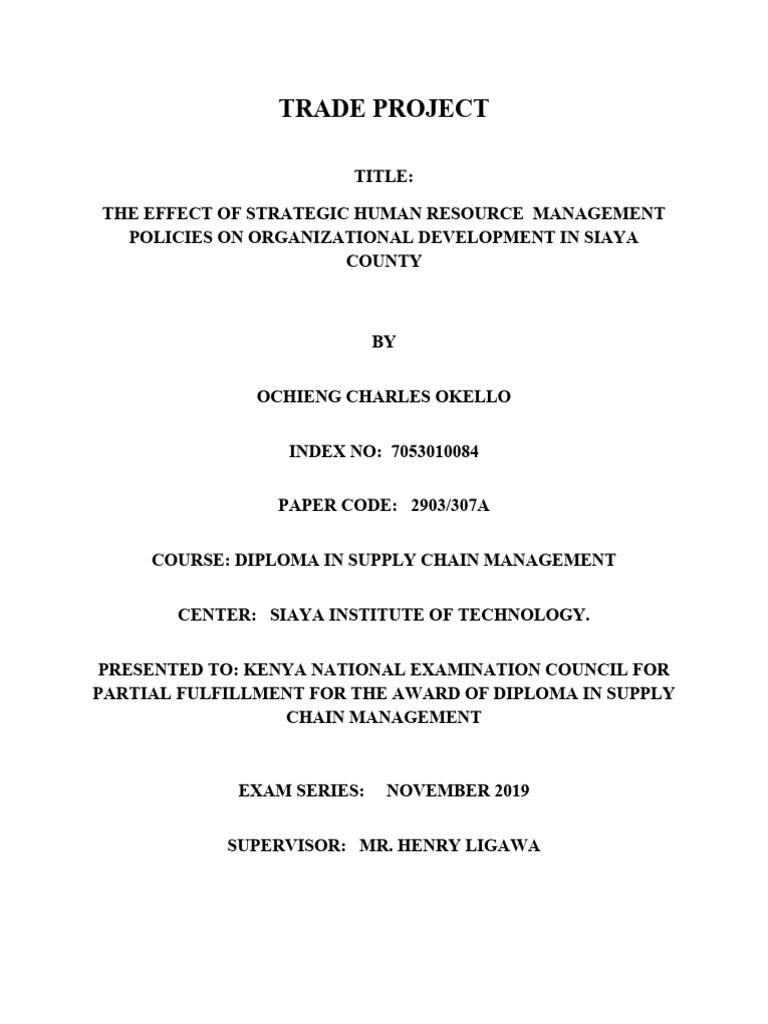 Ochieng Charles Project | PDF | Strategic Management | Human Resources