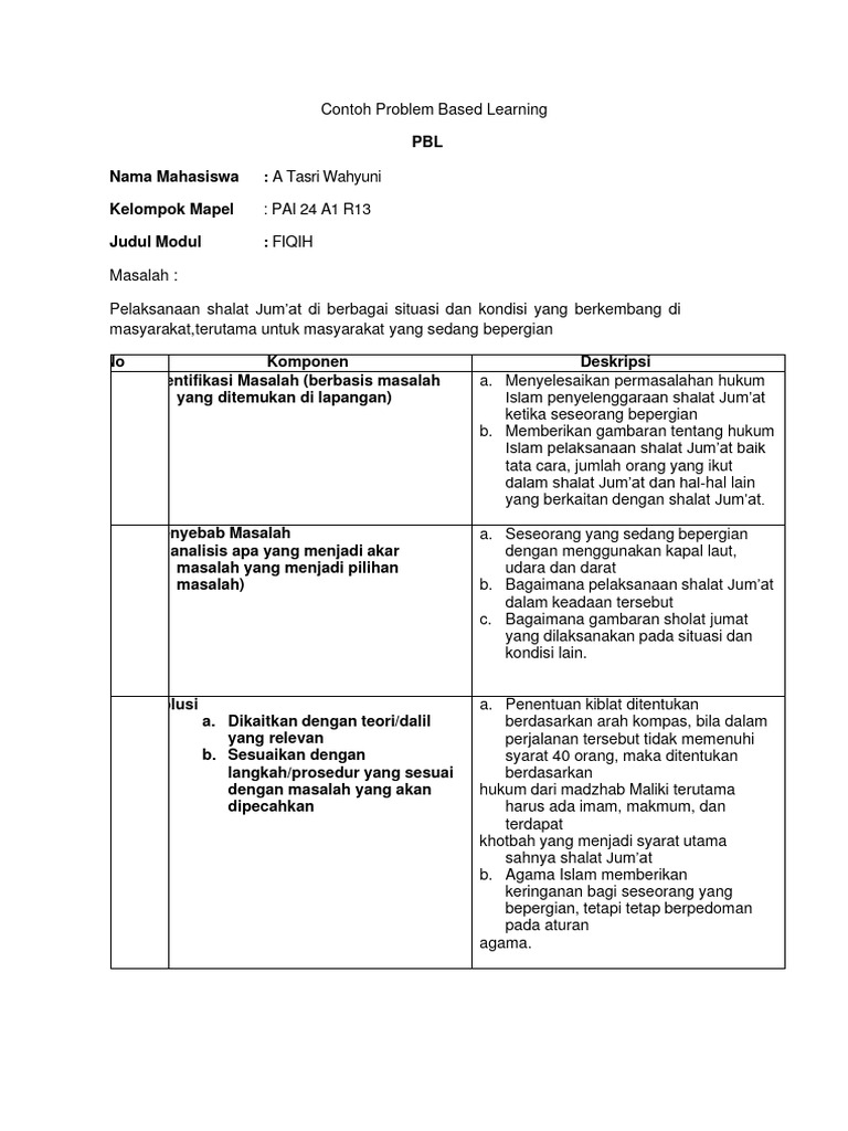 Contoh Problem Based Learning Fiqih | PDF