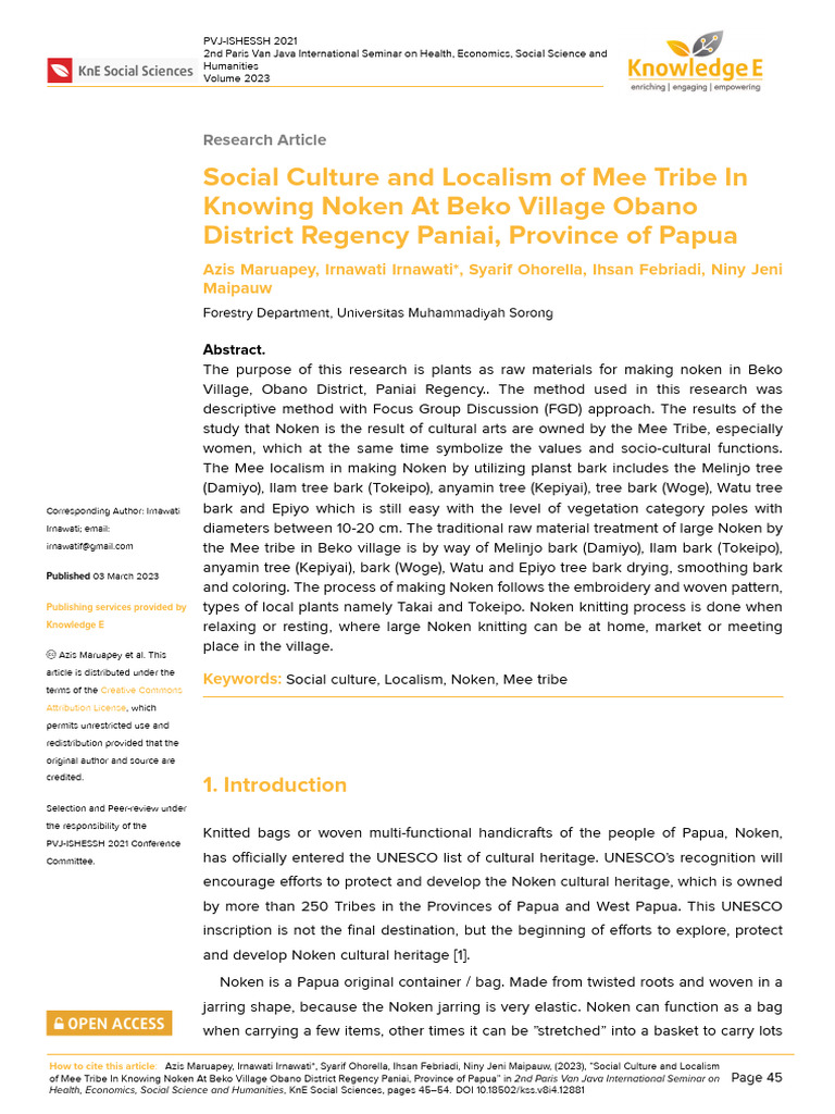 Noken Craft of the Mee Tribe in Papua | PDF | Knitting | Trees