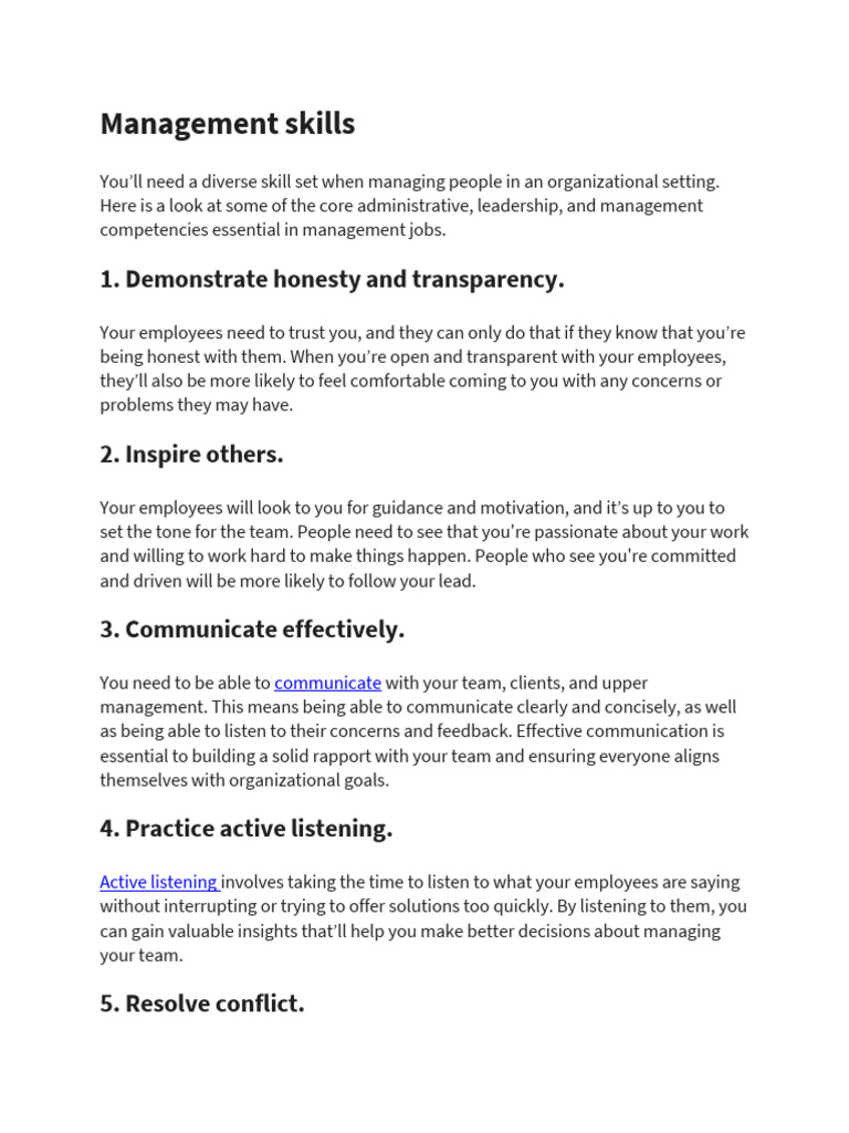 Management Skills | PDF | Leadership | Mentorship