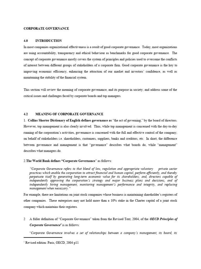 Intro To Corporate Governance | PDF | Internal Audit | Governance