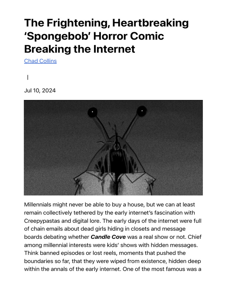 The Frightening 'Spongebob' Horror Comic Breaking The Internet | PDF