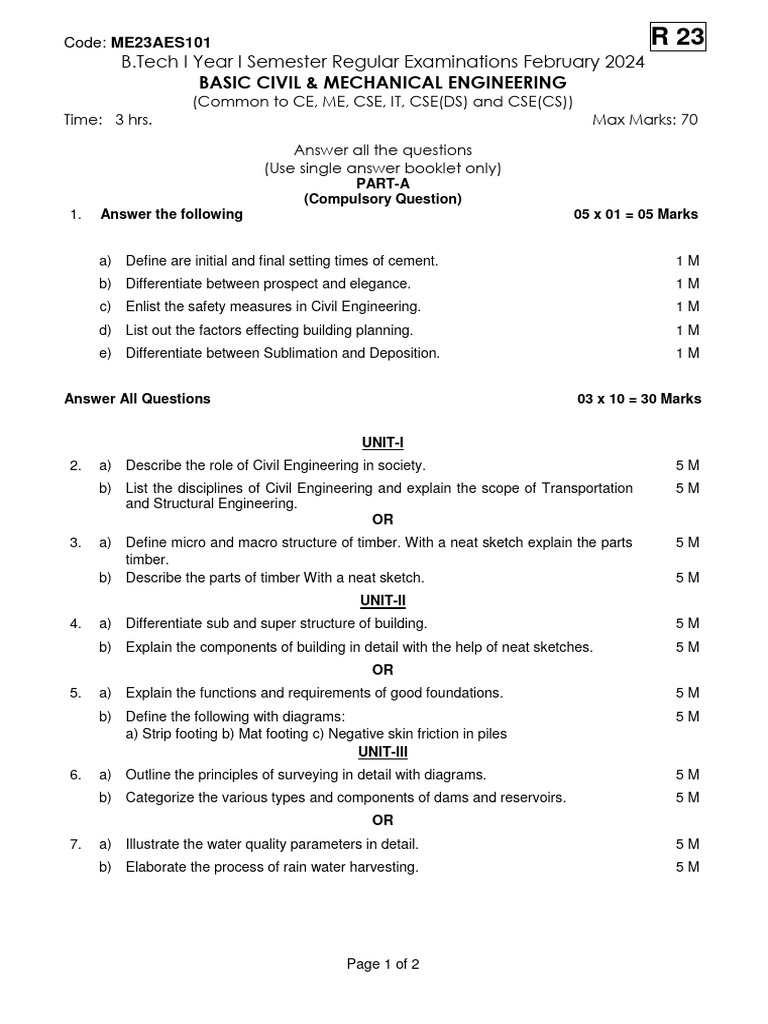 Basic Civil & Mechanical Engineering | PDF | Engineering | Mechanical Engineering