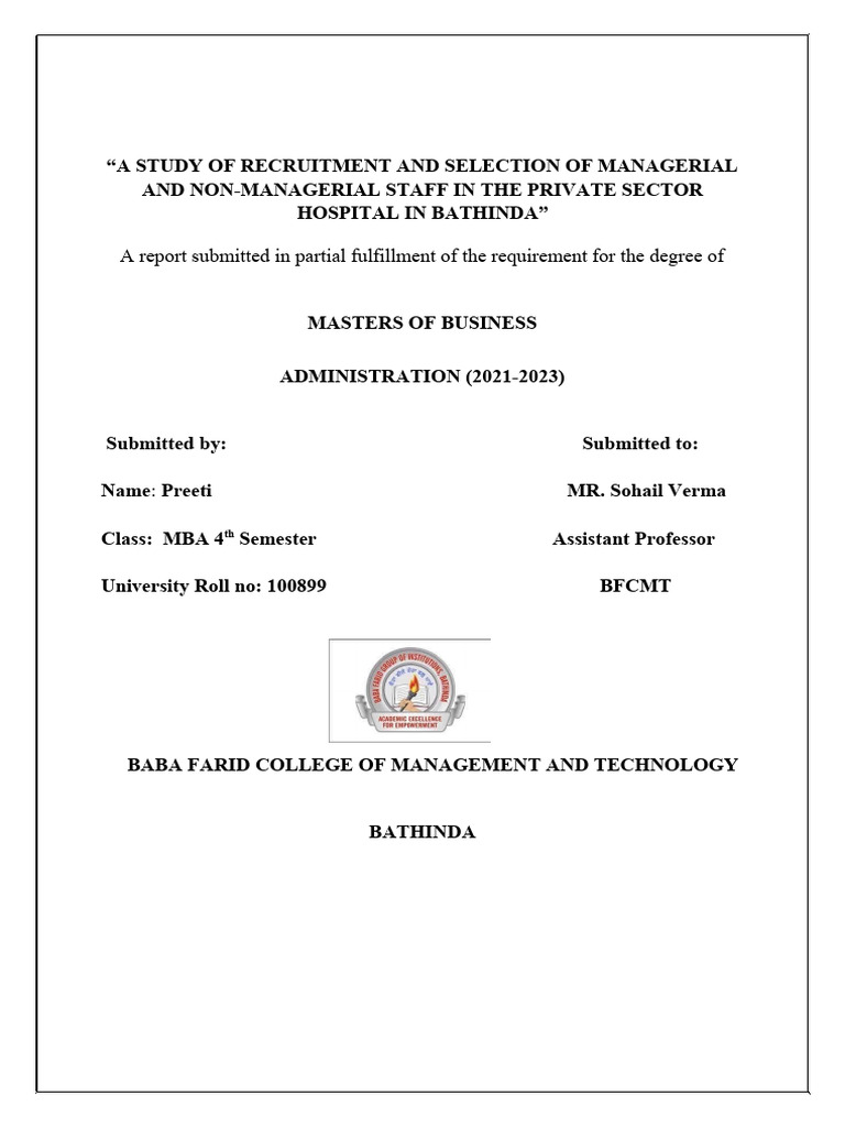 Preeti Major Project 088kk | PDF | Recruitment | Business