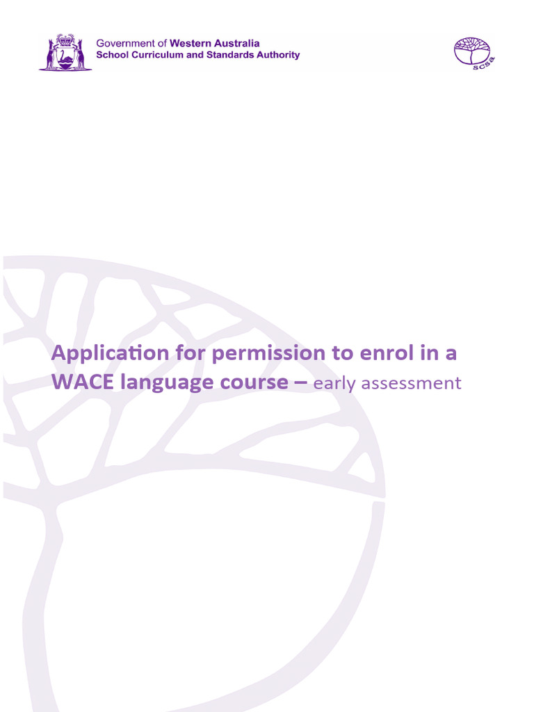 Application For Permission To Enrol in A WACE Language Course Early ...
