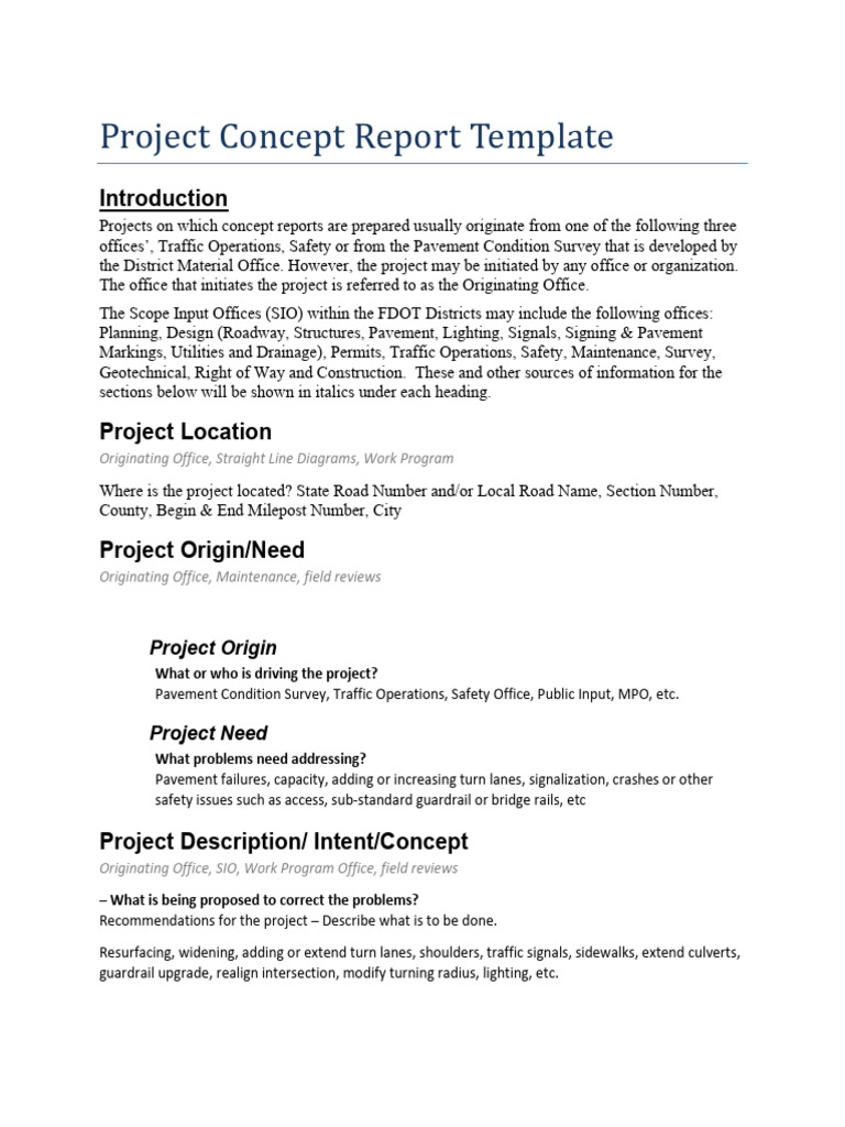 Project Concept Report Template | PDF | Traffic | Road