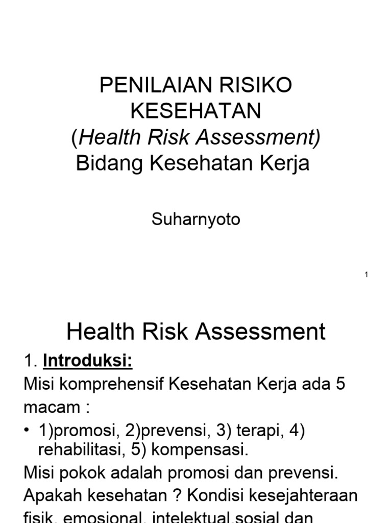Penilaian Risiko Kesehatan | PDF | Kesehatan Holistik Penilaian Risiko Kesehatan | PDF | Kesehatan Holistik
