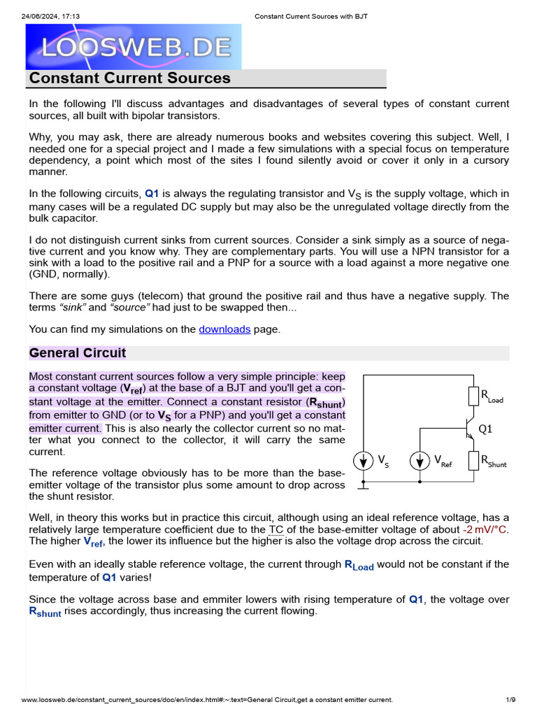 Constant Current Sources With BJT | PDF | Bipolar Junction Transistor ...