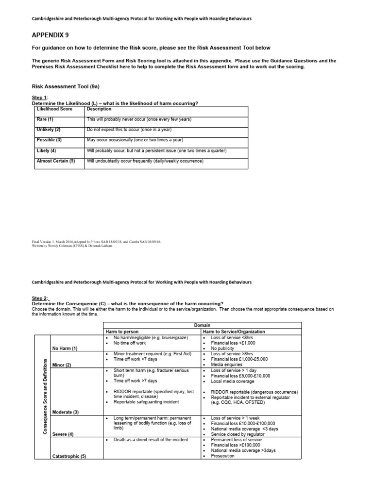 Hoarding Risk Assessment Guide | PDF | Risk | Risk Assessment