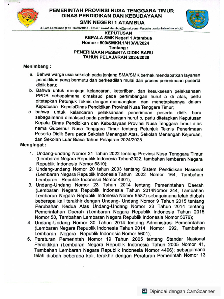 Sk Ppdb & Mpls Tahun Ajaran 2024-2025 | PDF