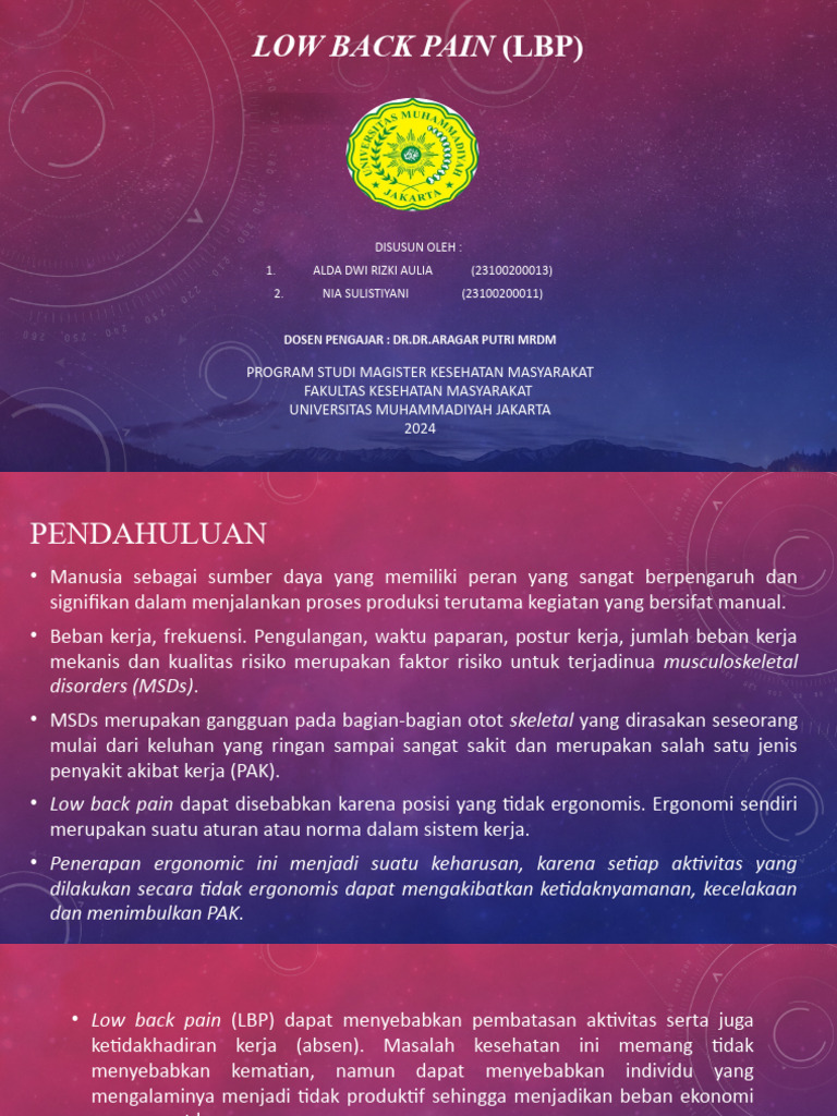 Nyeri Punggung Bawah Atau Low Back Pain | PDF | Pengembangan Diri