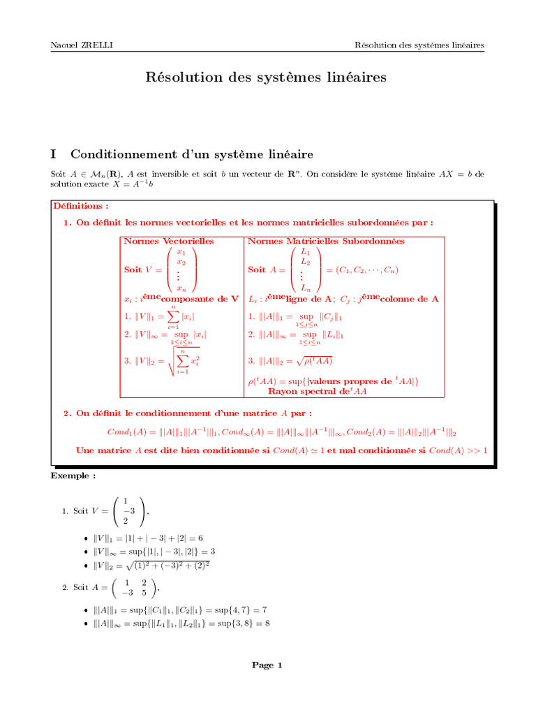 Résolution Des Systèmes Linéaires | PDF | Matrice (Mathématiques ...