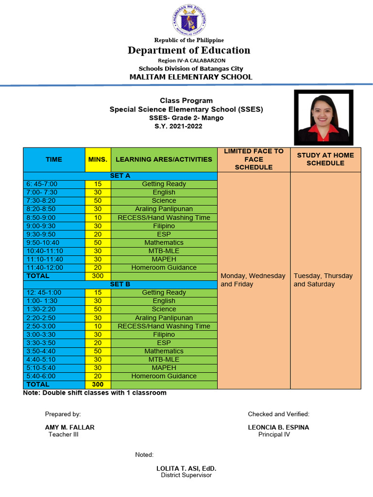 Grade 2 Limited Face To Face Class Program SY 2021-2022 | PDF | Schools | Learning