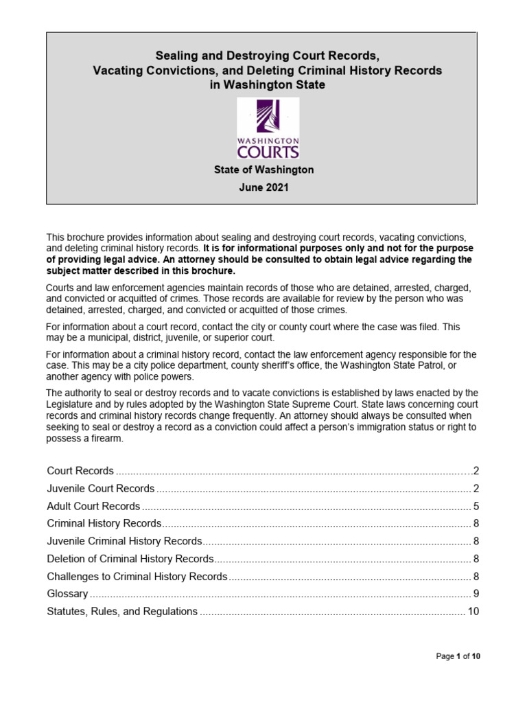 Sealingand Destroying Court Records | PDF | Criminal Record | Crimes