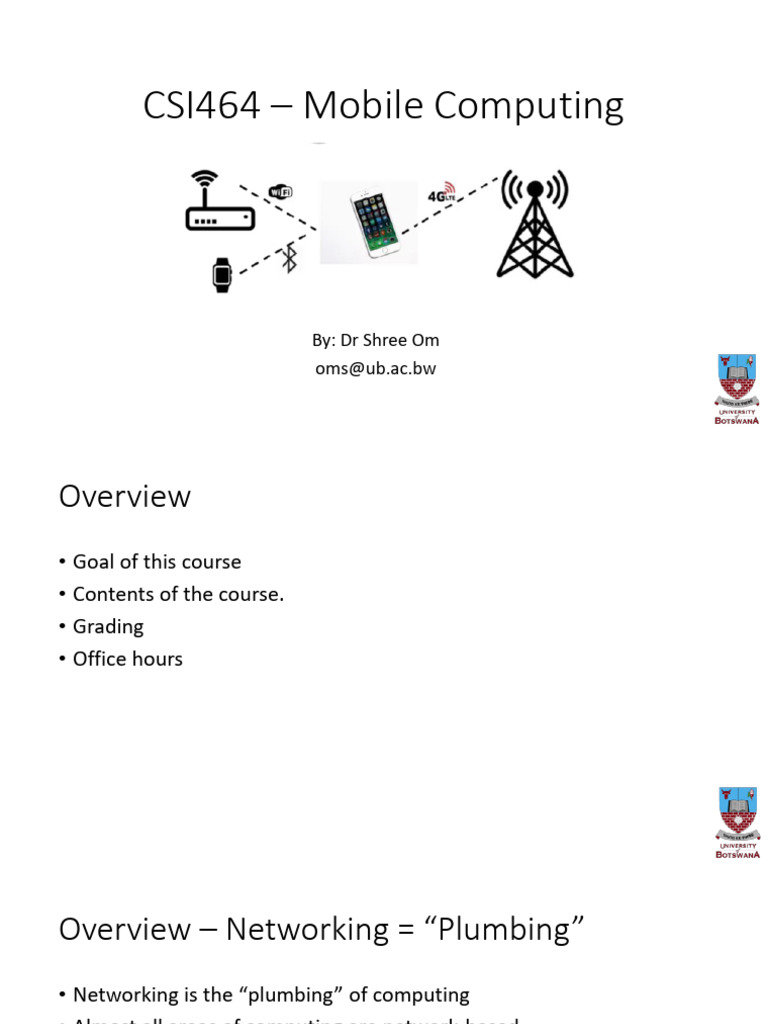 CSI464 - Mobile Computing - L1 - Intro | PDF | Computer Network | Ieee 802.11