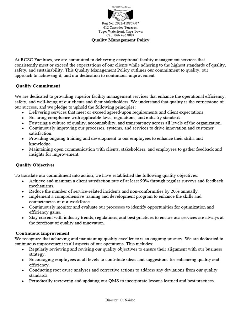 Quality Management Policy | PDF | Quality Management | Economies